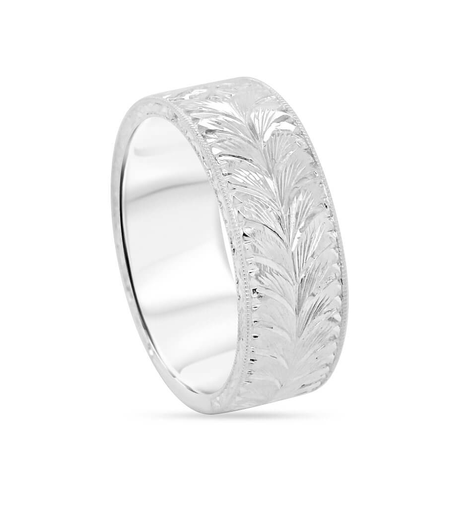 Hand Engraved Men's Band 6mm 14k Gold