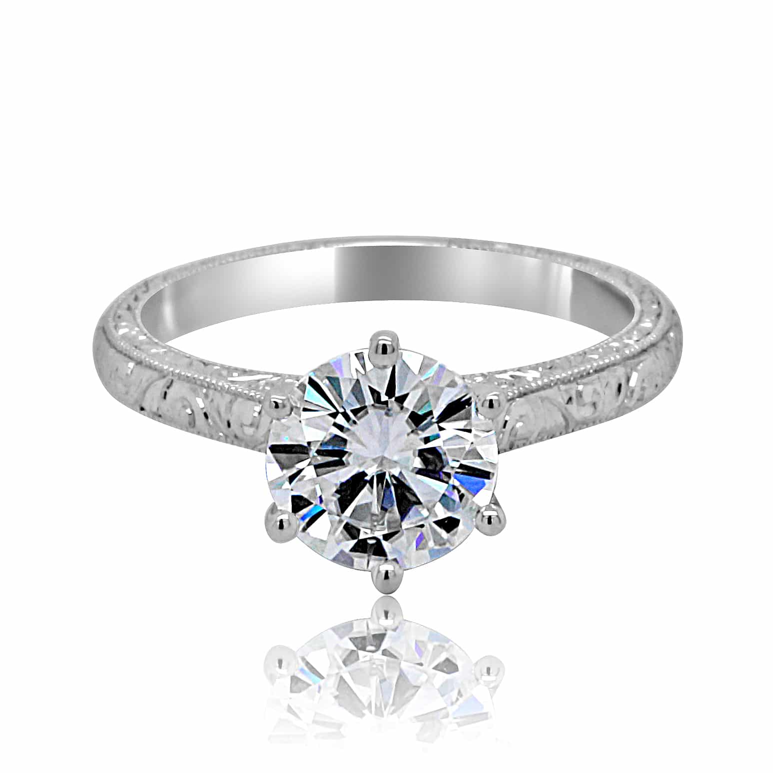 Cathedral Six Prong Diamond Ring - OroSpot